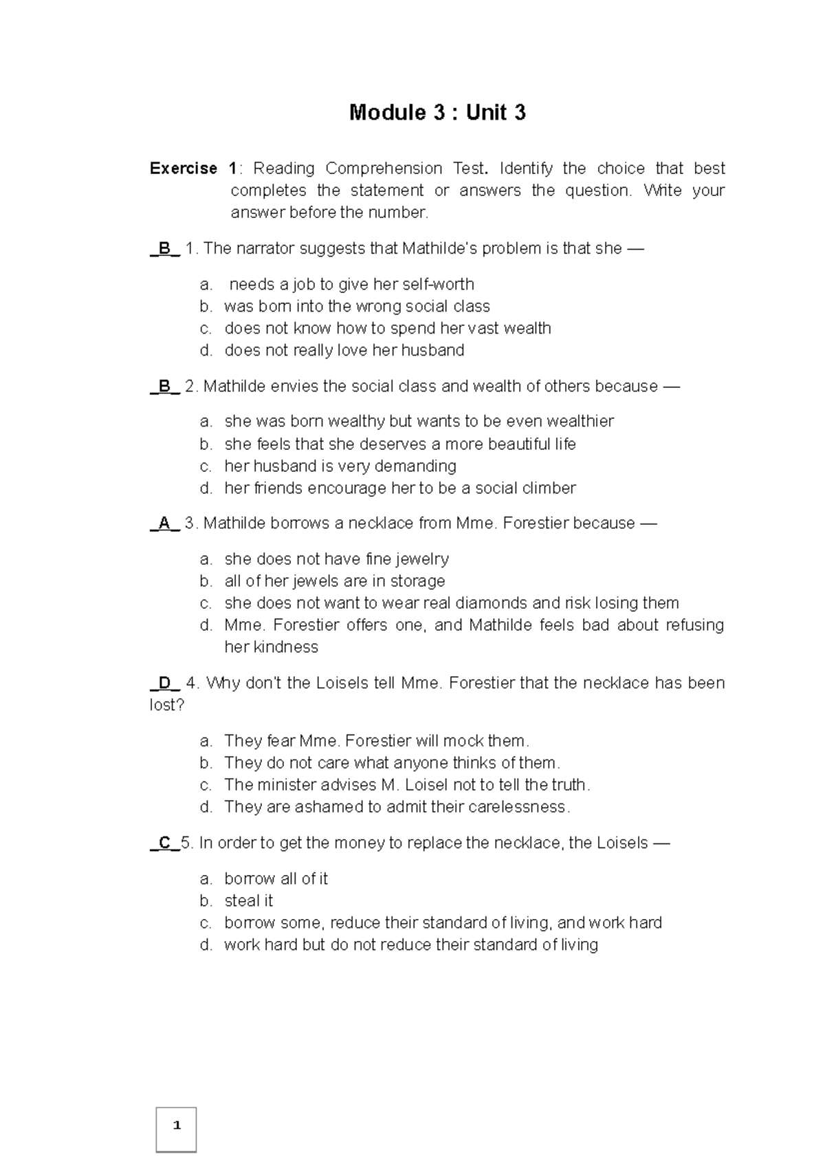 World Literature France - Module 3 : Unit 3 Exercise 1 : Reading ...