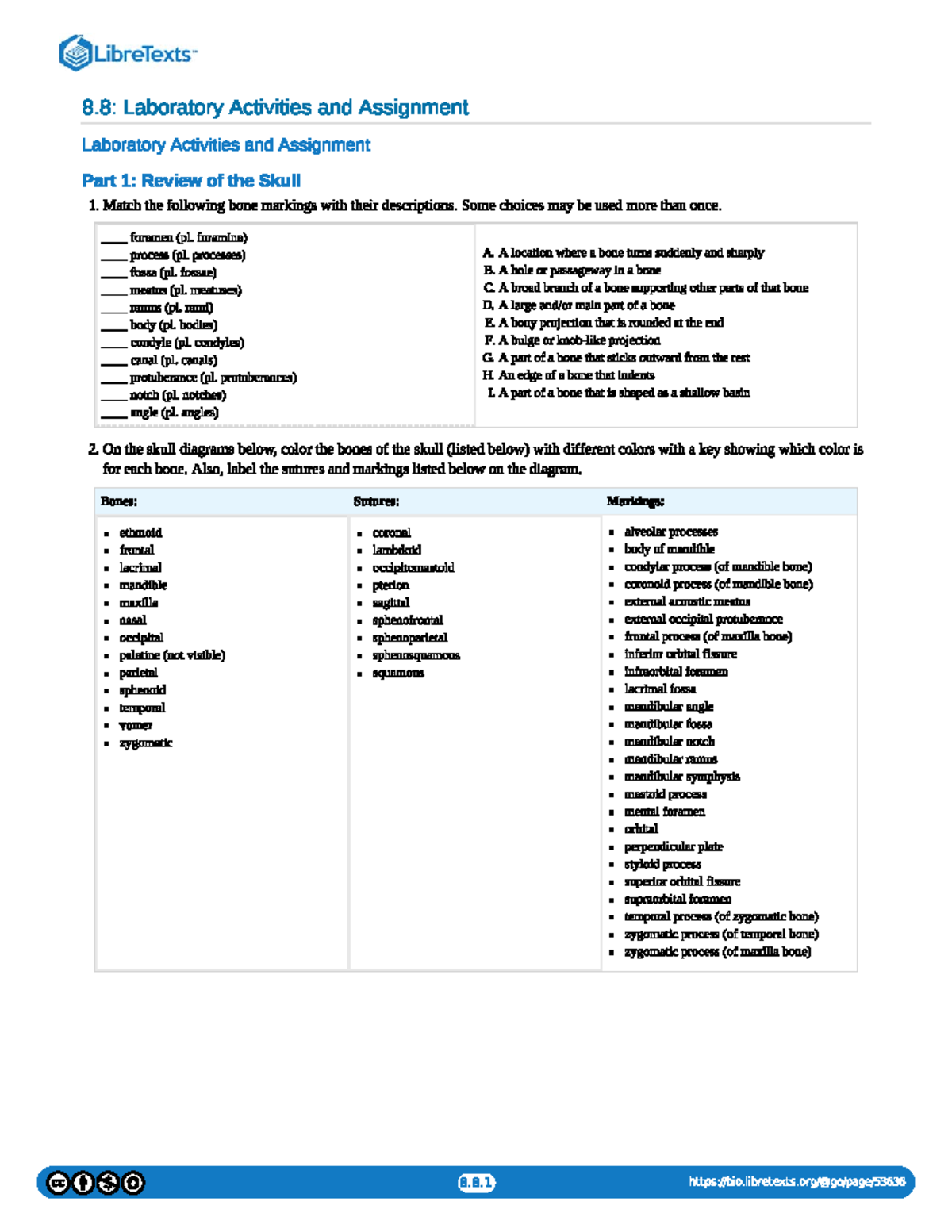 Axial Skeleton Lab - n/a - LibreTexts 8: Laboratory Activities and ...