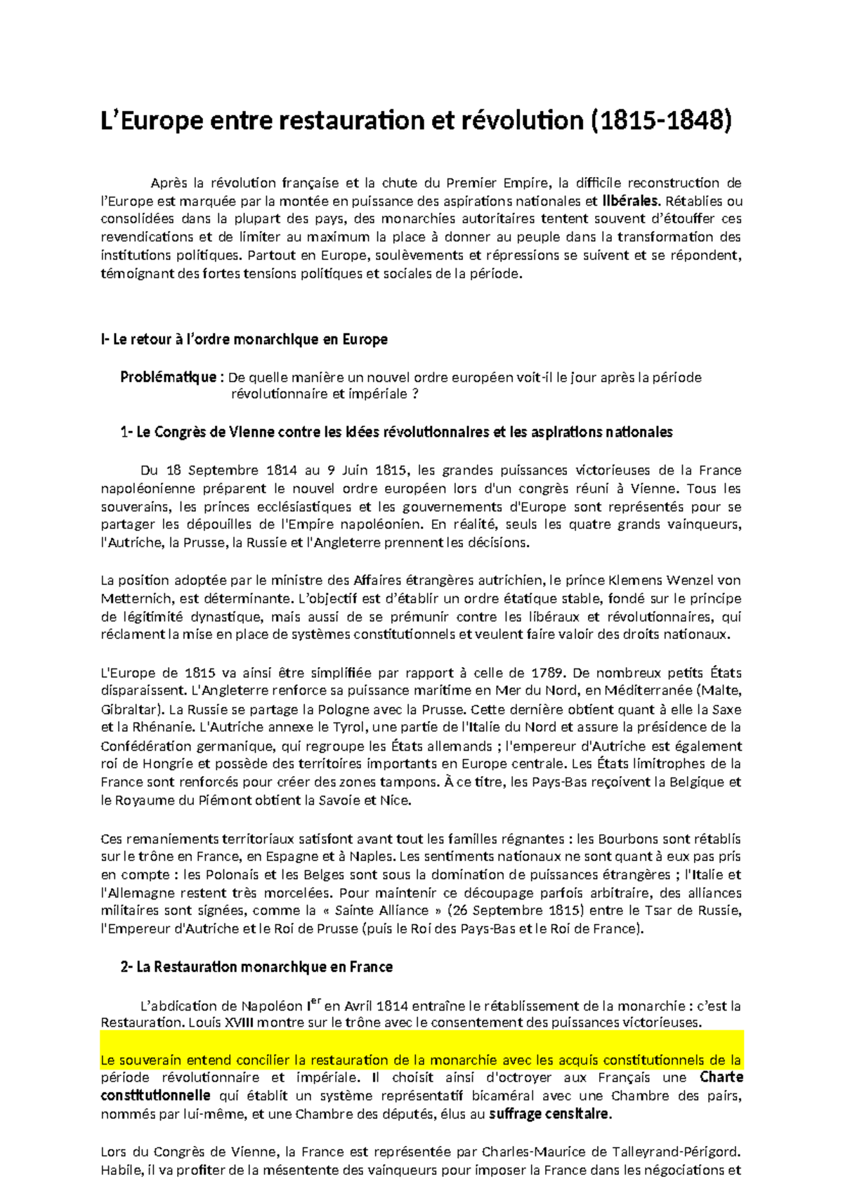 Chap 3 l-europe-entre-restauration-et-revolution-1814-1848 - L’Europe ...