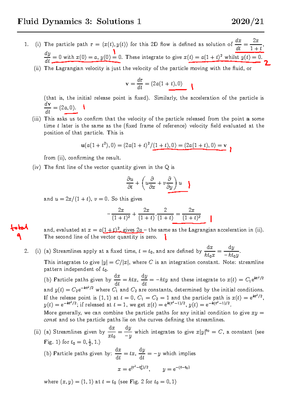 Fluid Dynamics worksheet Solutions 1 - Fluid Dynamics 3: Solutions 1 ...