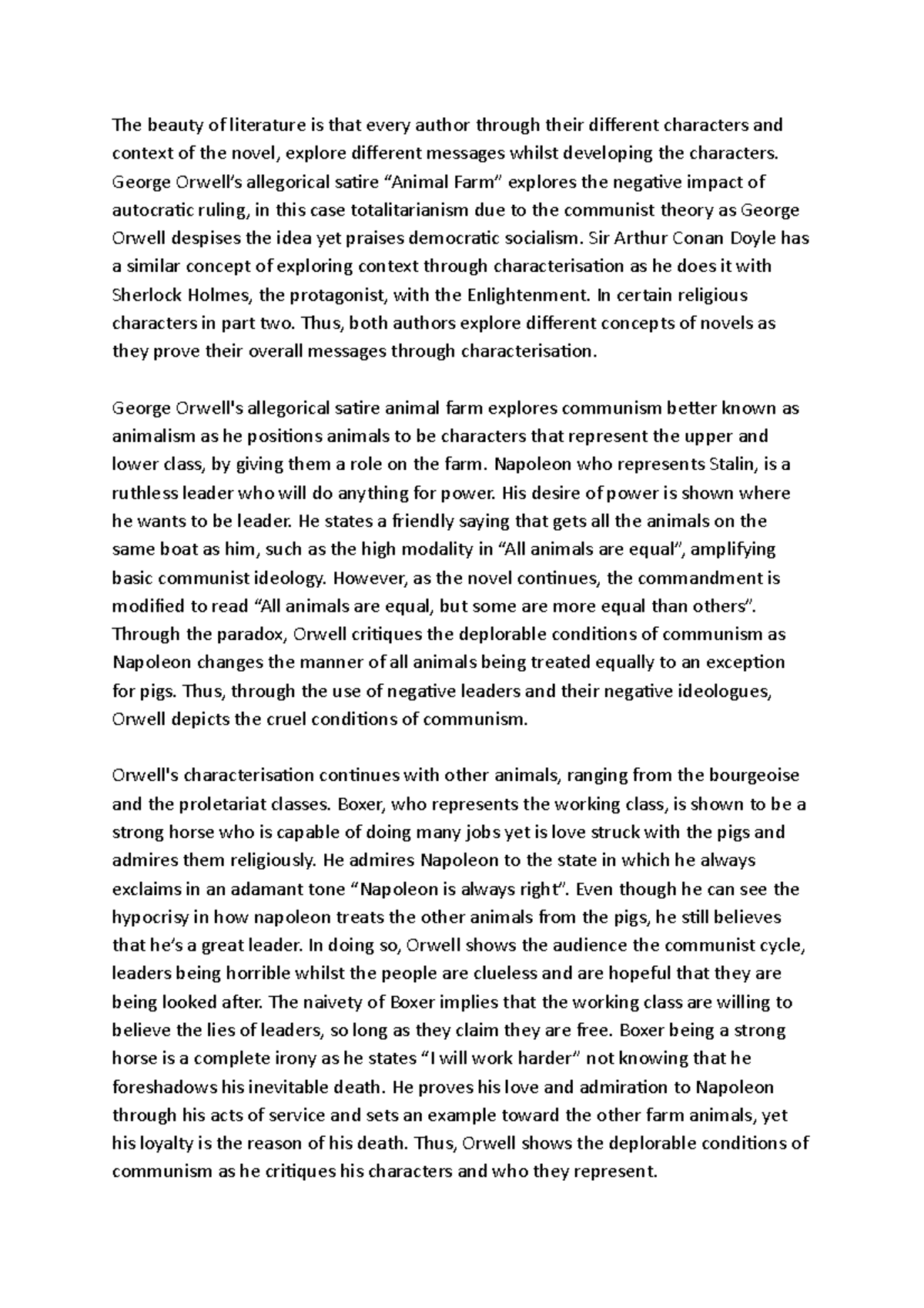 English essay 2 - The beauty of literature is that every author through ...