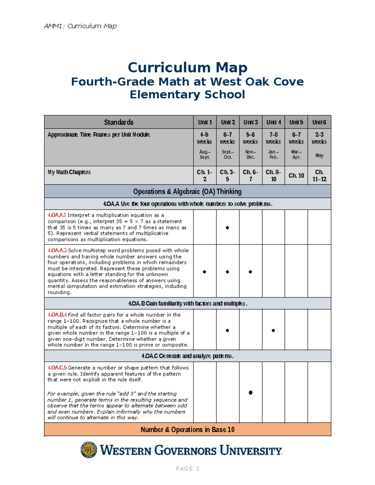 Curriculum Map - information - AMM1: Curriculum Map Curriculum Map Fourth-Grade Math at West Oak ...