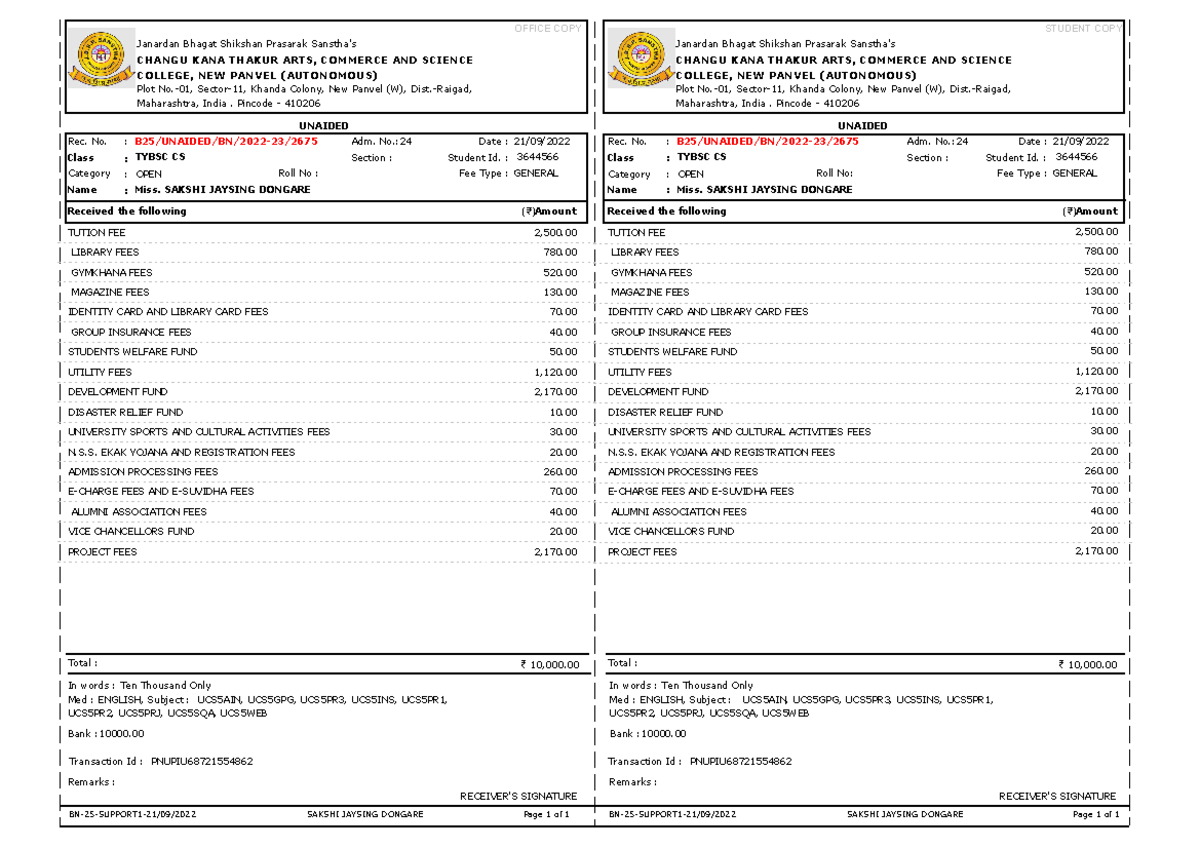 New Show General Report - OFFICE COPY STUDENT COPY Janardan Bhagat ...