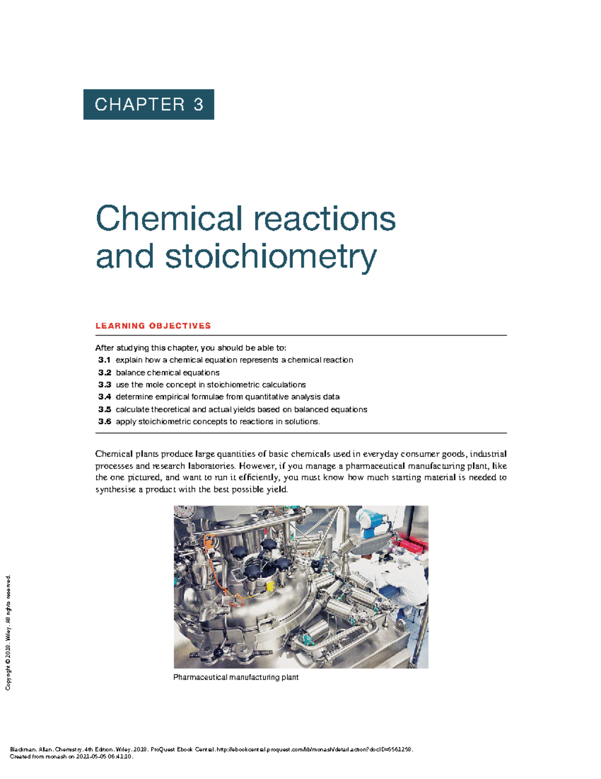 Chemistry 4th Edition - (3 Chemical reactions and stoichiometry ...