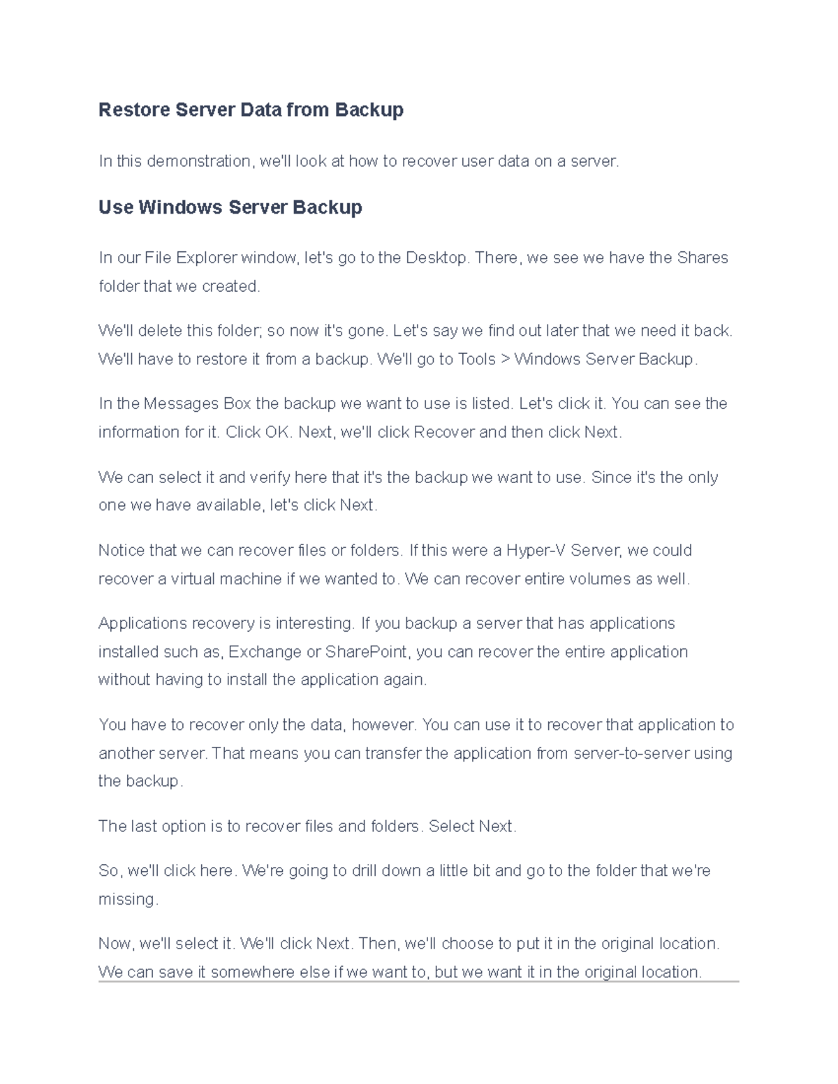 12.8.11 Restoring Server Data from Backup - Restore Server Data from ...
