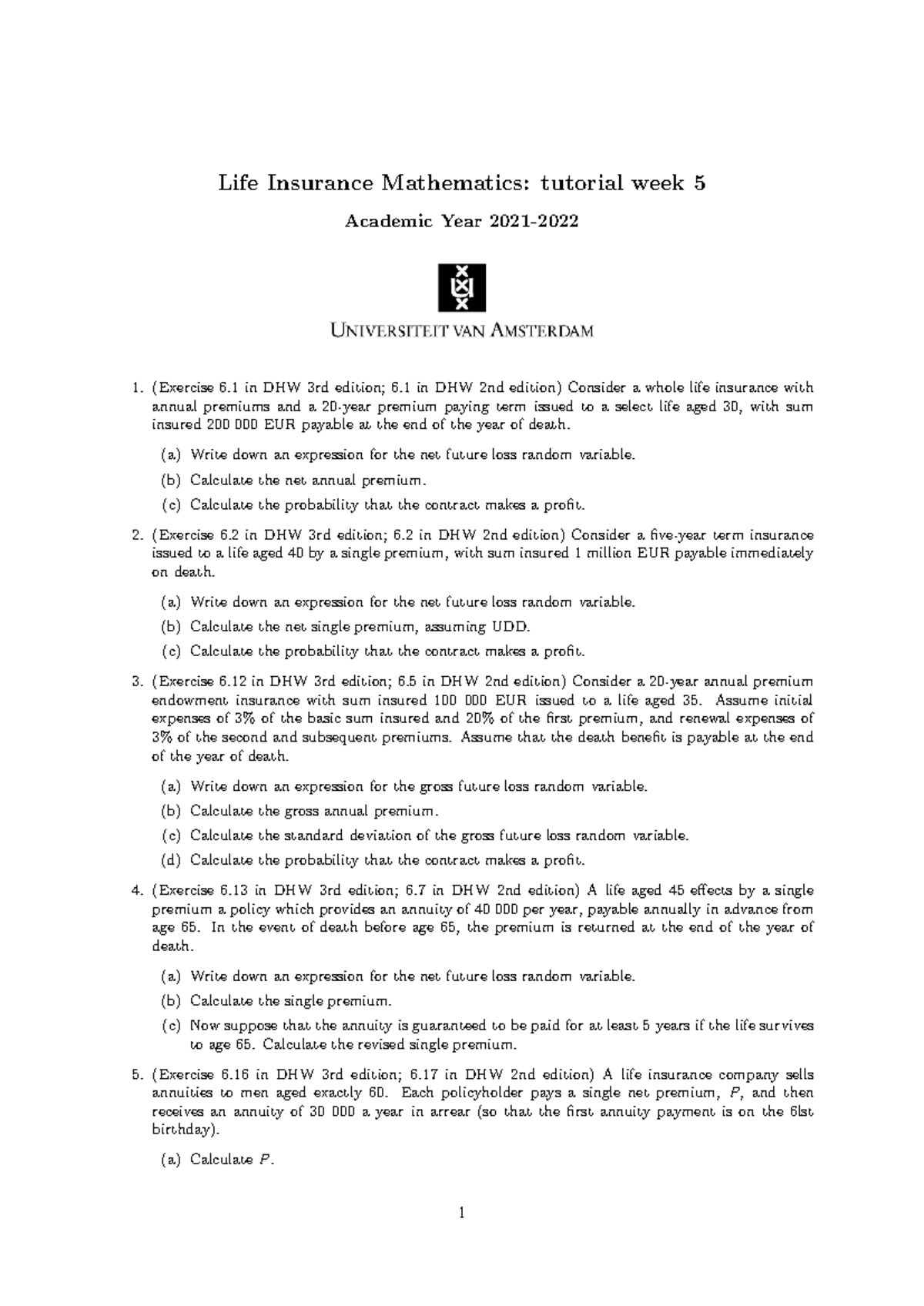 2021-10-03 Tutorial 5 Life Insurance Maths - Life Insurance Mathematics ...