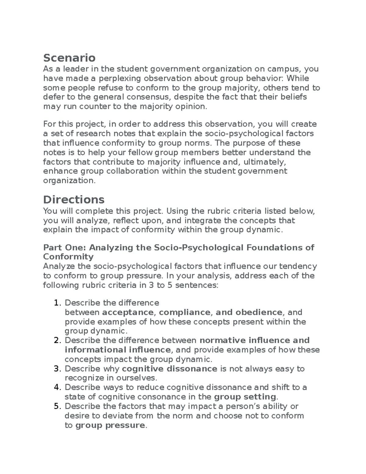 Project 1 - Draft - Scenario As a leader in the student government ...