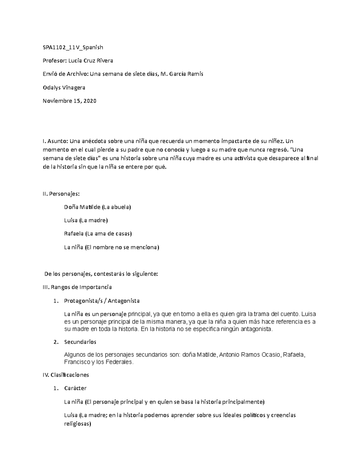 Una semana de siete dias - García Ramis Odalys Vinagera Noviembre 15 ...