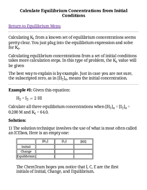 Equlibrium Calculations - Ultima EXP - Calculate Equilibrium ...