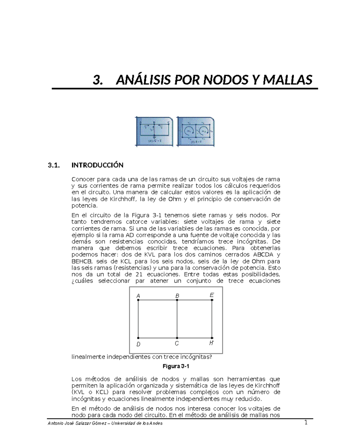 03 Analisis por Nodos y Mallas - Antonio José Salazar Gómez – Universidad de los Andes 1 3 ...