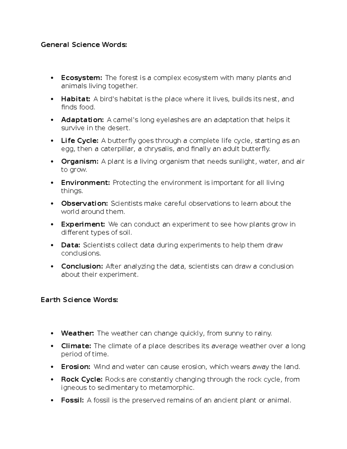 General Science Words 4 - General Science Words: Ecosystem: The forest ...