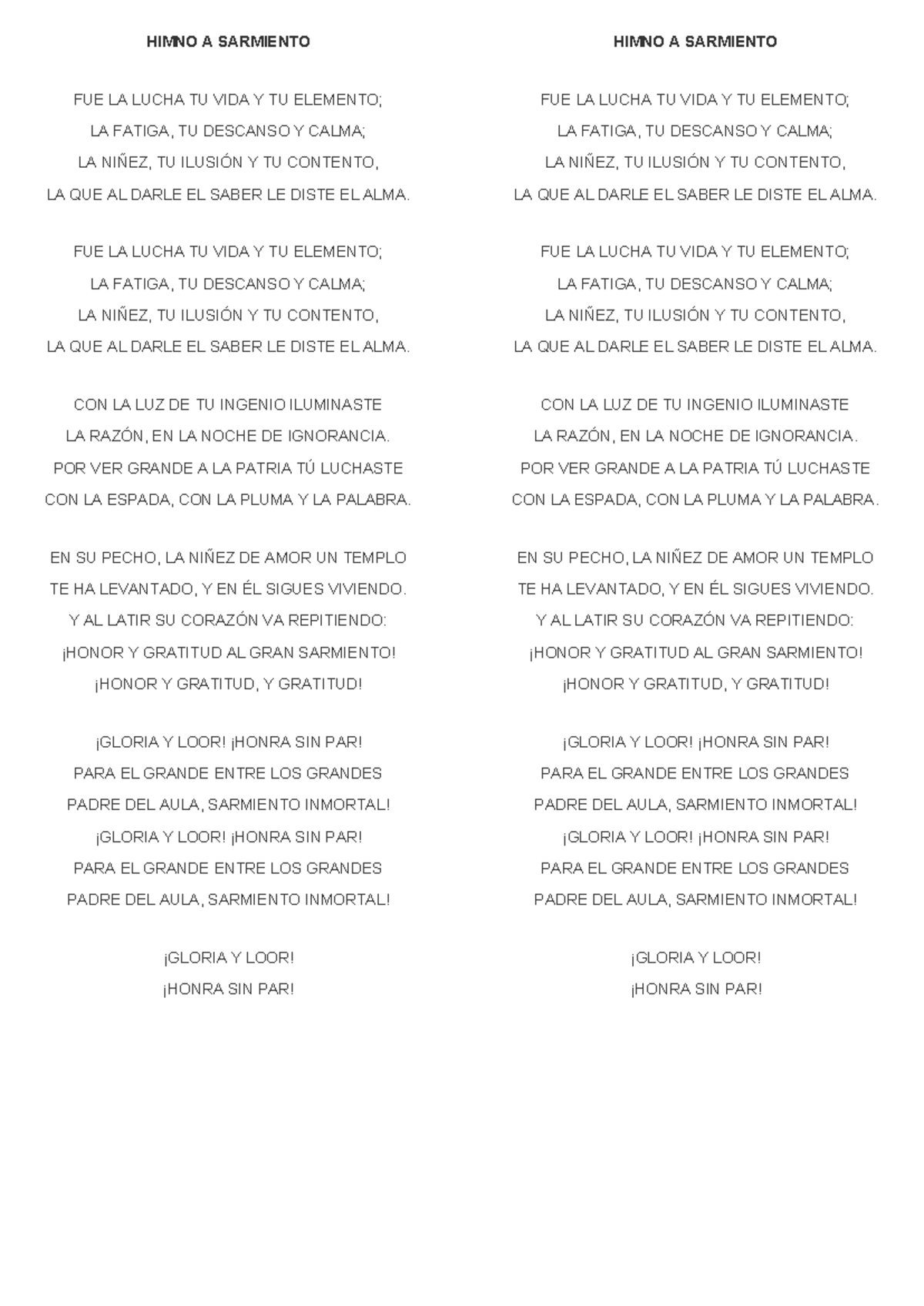 Himno A Sarmiento - letra de canción - HIMNO A SARMIENTO FUE LA LUCHA ...