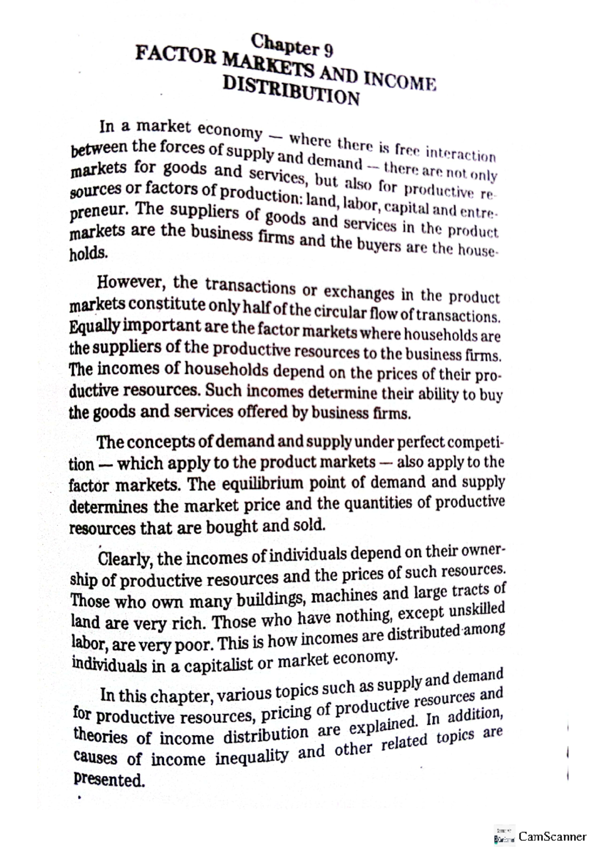 Chapter-9 - Microeconomics - Chapter FACTOR MARKETS AND 9 INCOME ...