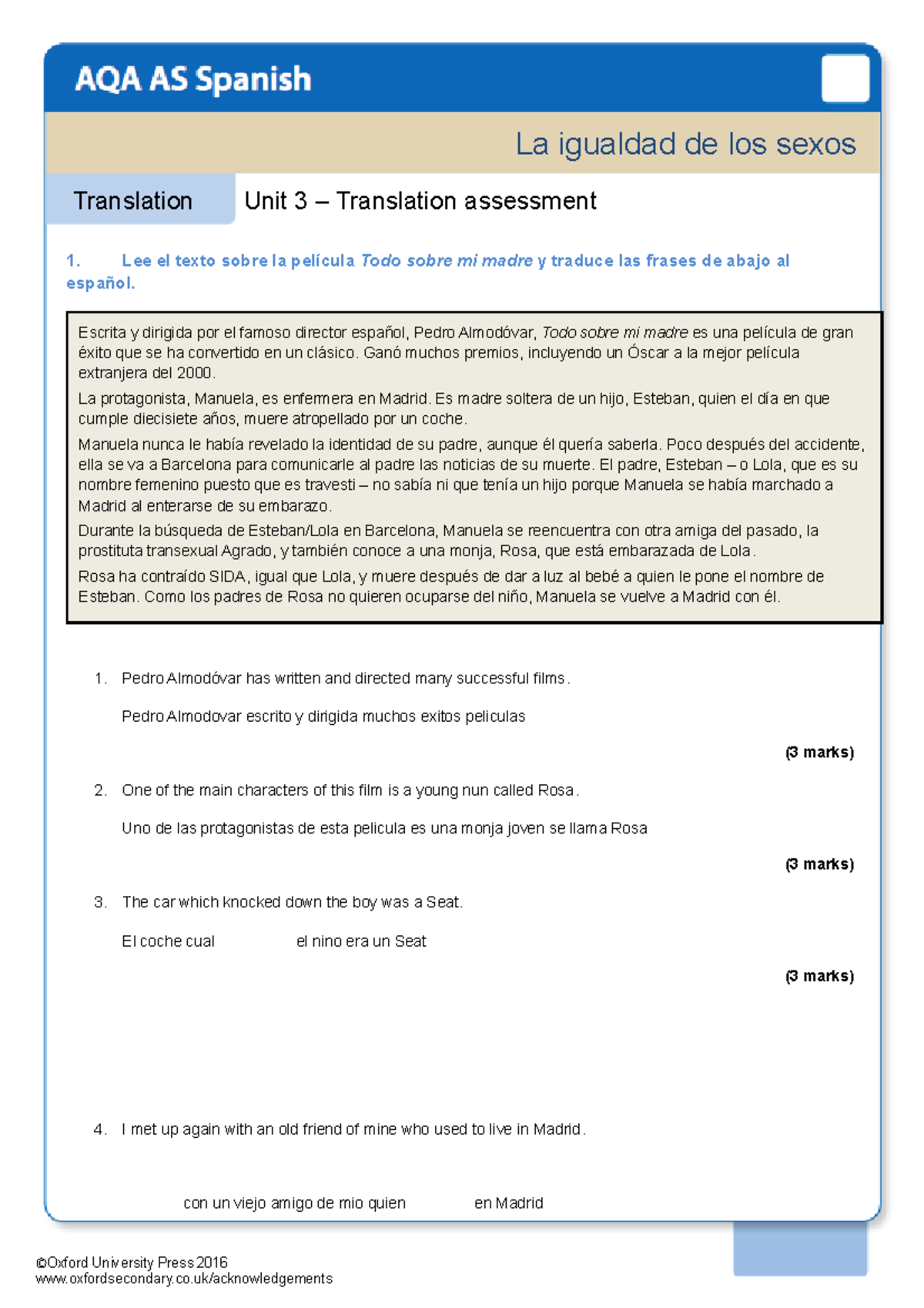 Translation Assessment- LA Igualdad DE LOS Sexos - LAWS2007 - UCL - Studocu
