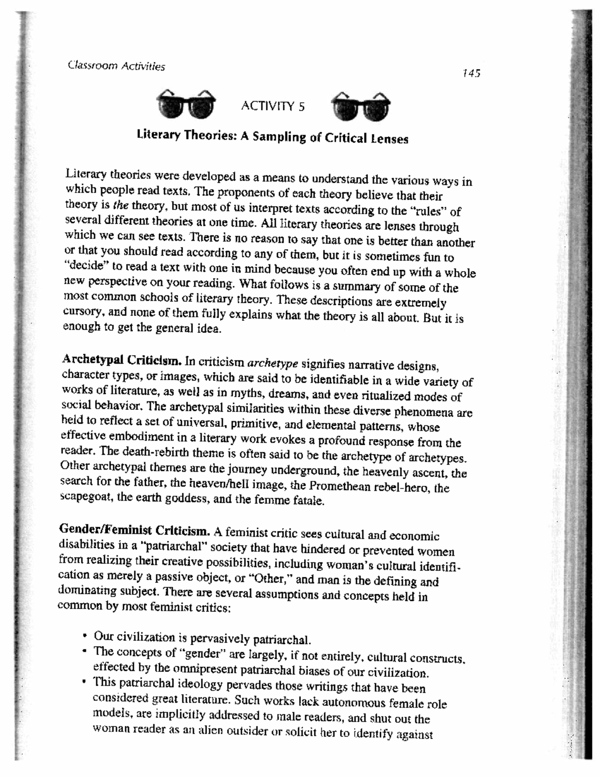 A sampling of the critical lense - Classroom Activities 145 ACTIVITY 5 ...