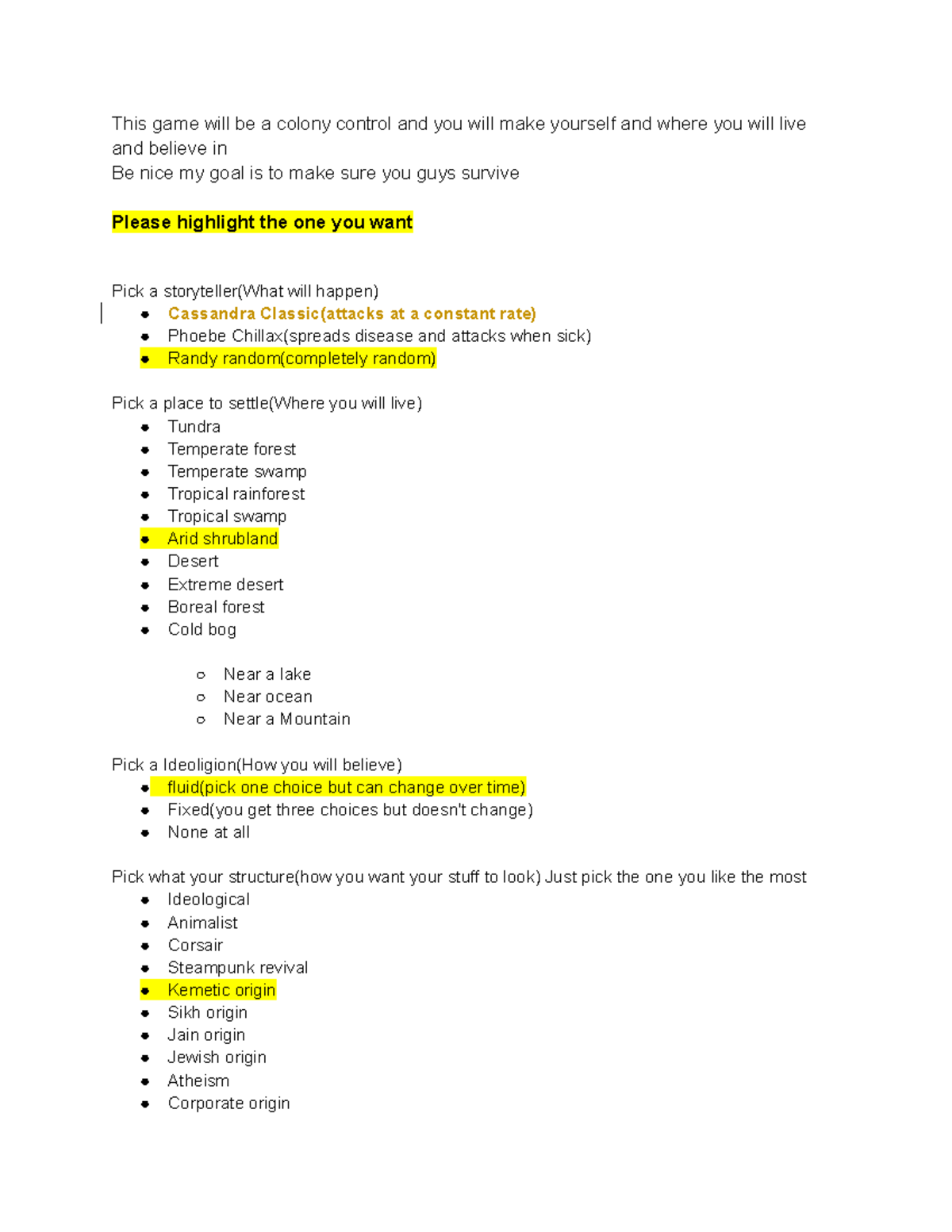 Rimworld character sheet - This game will be a colony control and you ...