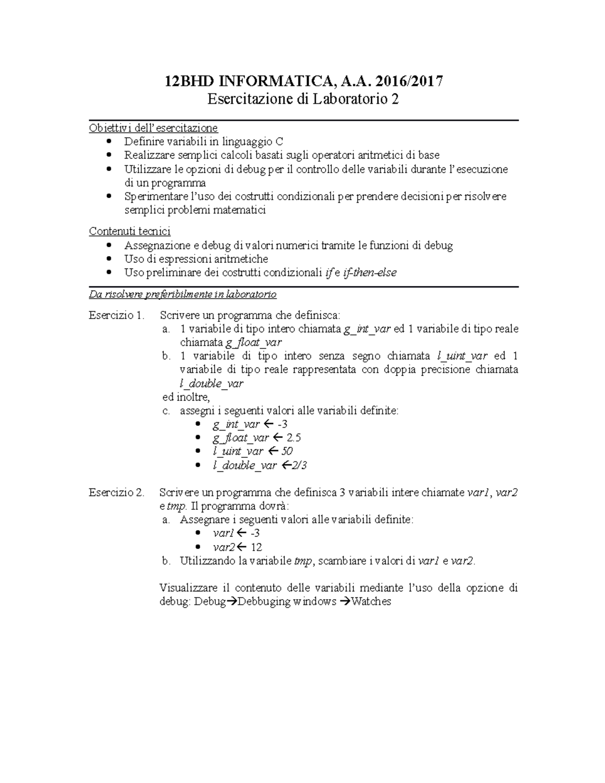 1617 laboratorio 02 esercitazione elio Piccolo - 12BHD INFORMATICA, A ...