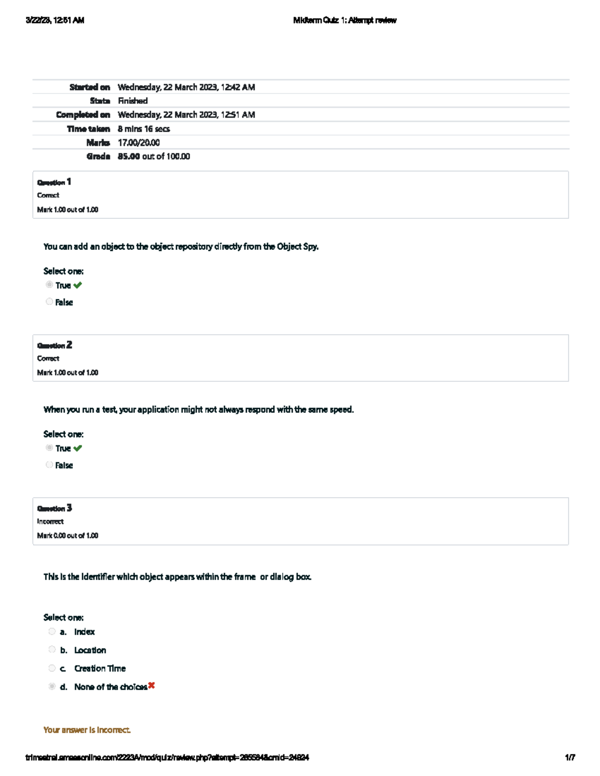 Load Testing Midterm Quiz 1 - BS Information Technology - Studocu