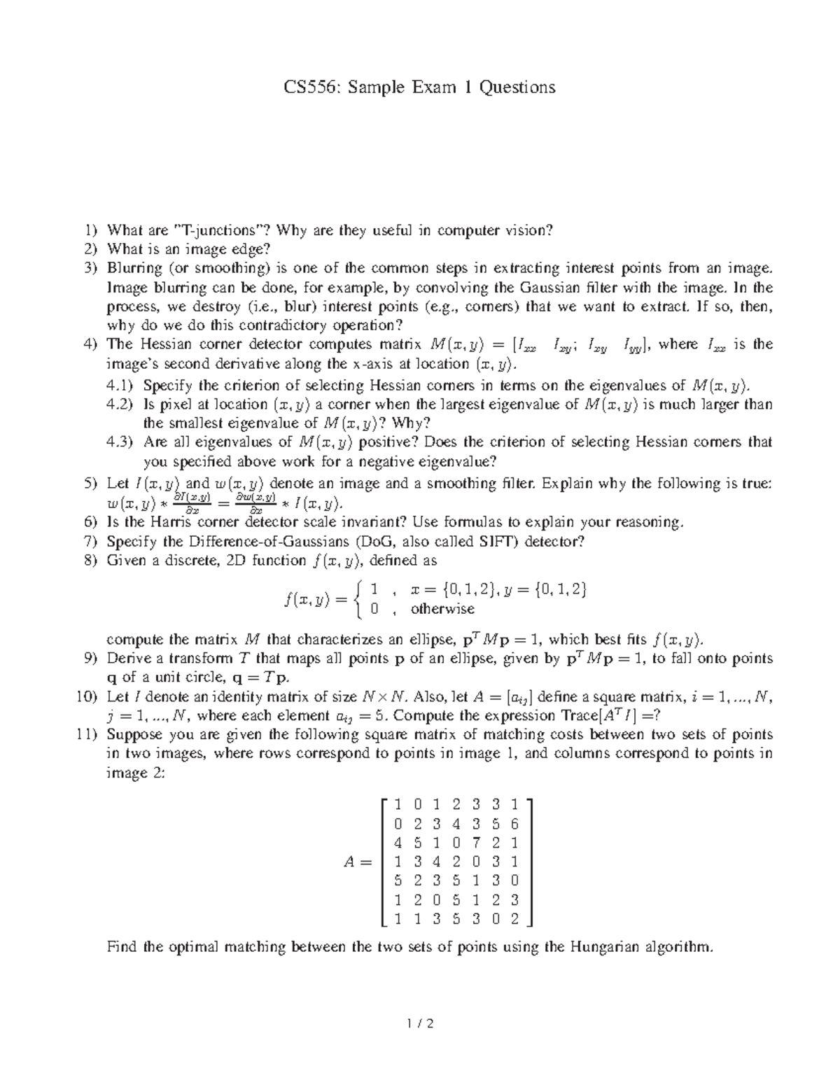 Sample Questions - CS556: Sample Exam 1 Questions 1) What are Why are they useful in computer ...