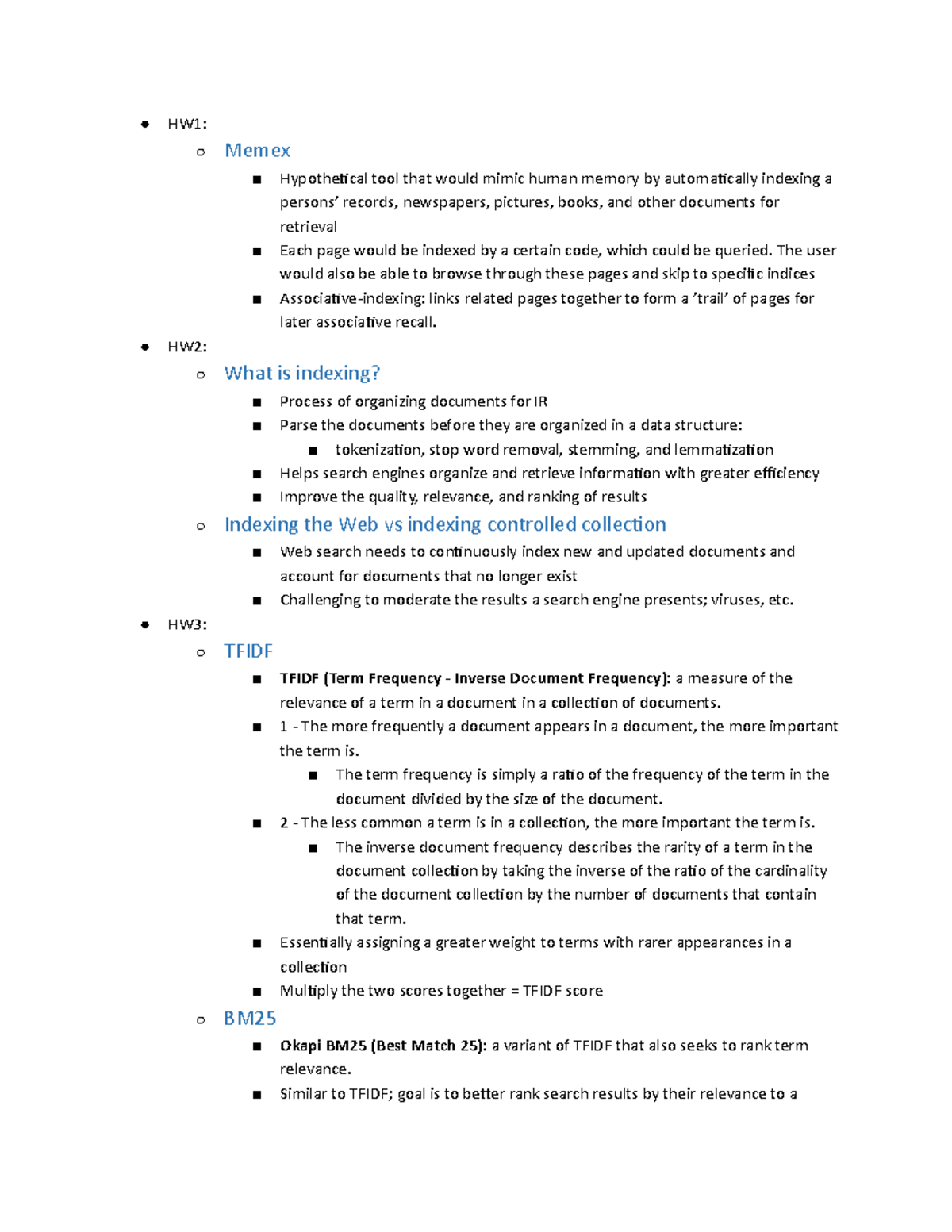 INFO498 Sp21 midterm review - HW1: Memex Hypothetical tool that would ...
