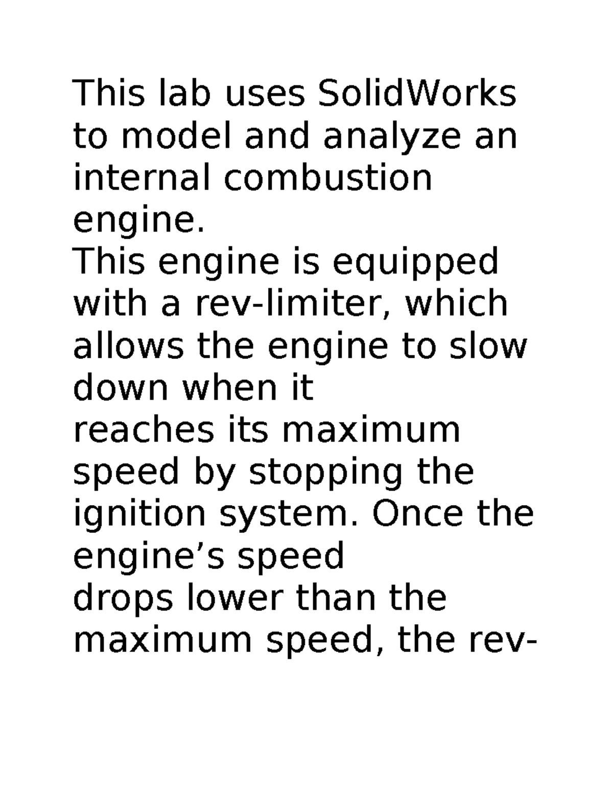 LR2 343 - lab report 2 mech 343 dargahi - This lab uses SolidWorks to model and analyze an ...