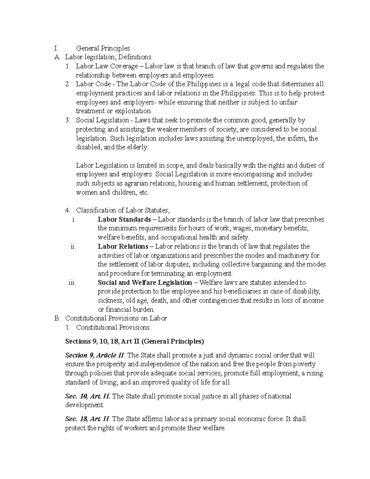 Labor Law 2 General Principles And Constitutional Provisions In Labor