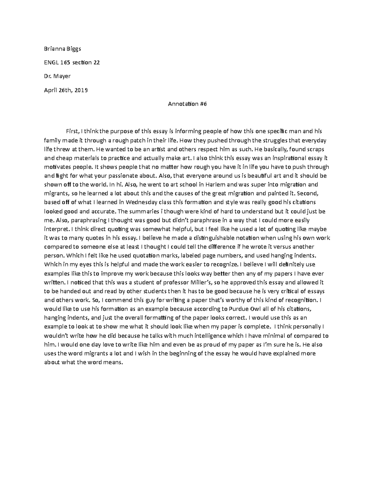 Annotation #6 english 165 section 22 - Brianna Biggs ENGL 165 section ...