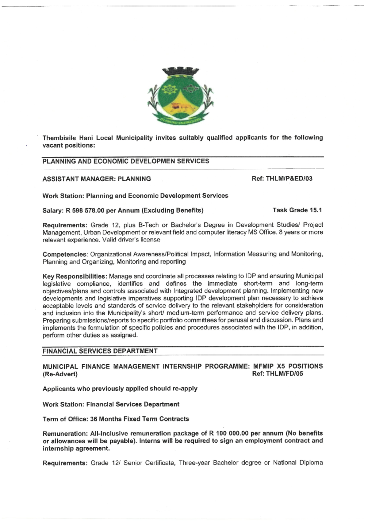 Advert Assistant Manager Planning & Finance Management Internship ...