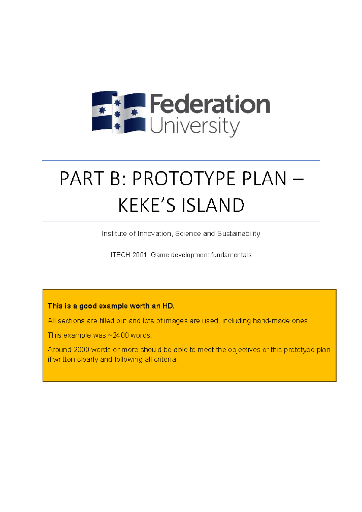 ITECH2001-Example-Prototype Plan 1 - PART B: PROTOTYPE PLAN – KEKE’S ...