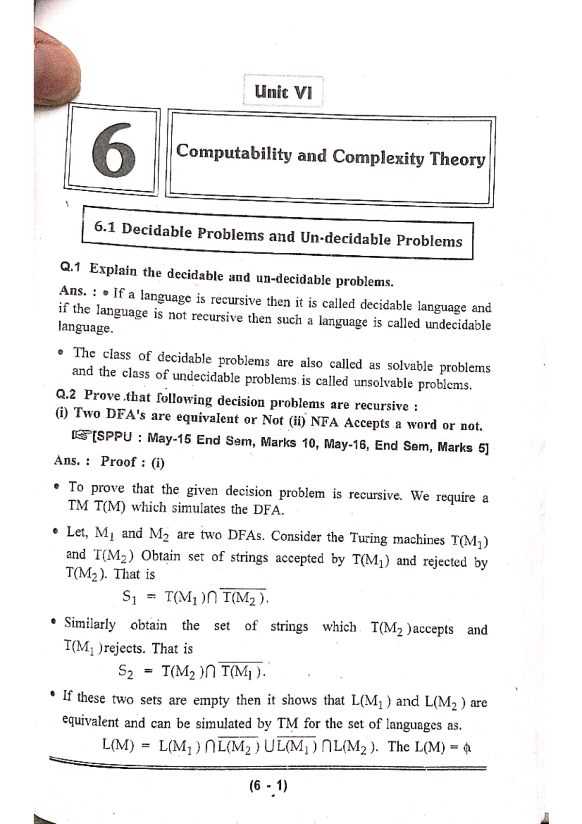 TOC U6 Decode - Theroy of Computation study material - Studocu