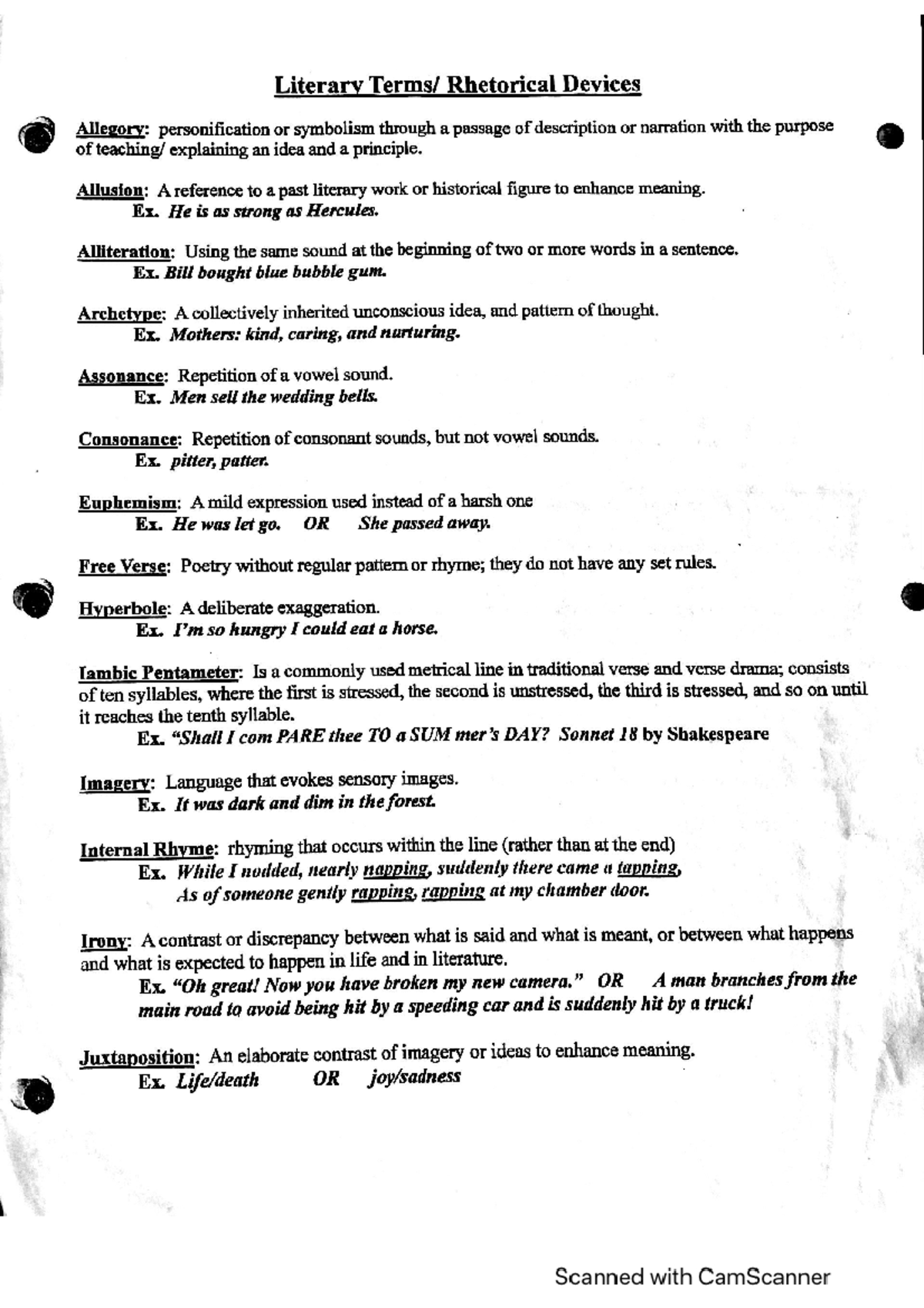 3UY Poetic Devices - description - Literary Rhetorical Devices Allegory ...