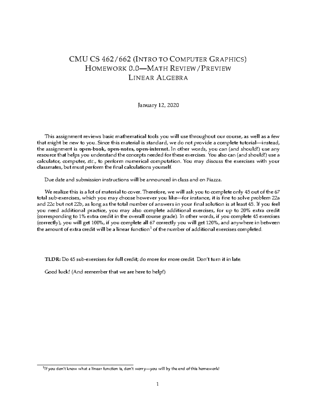 Linear Algebra Review - Math - CMU CS 462/662 (INTRO TO COMPUTER ...