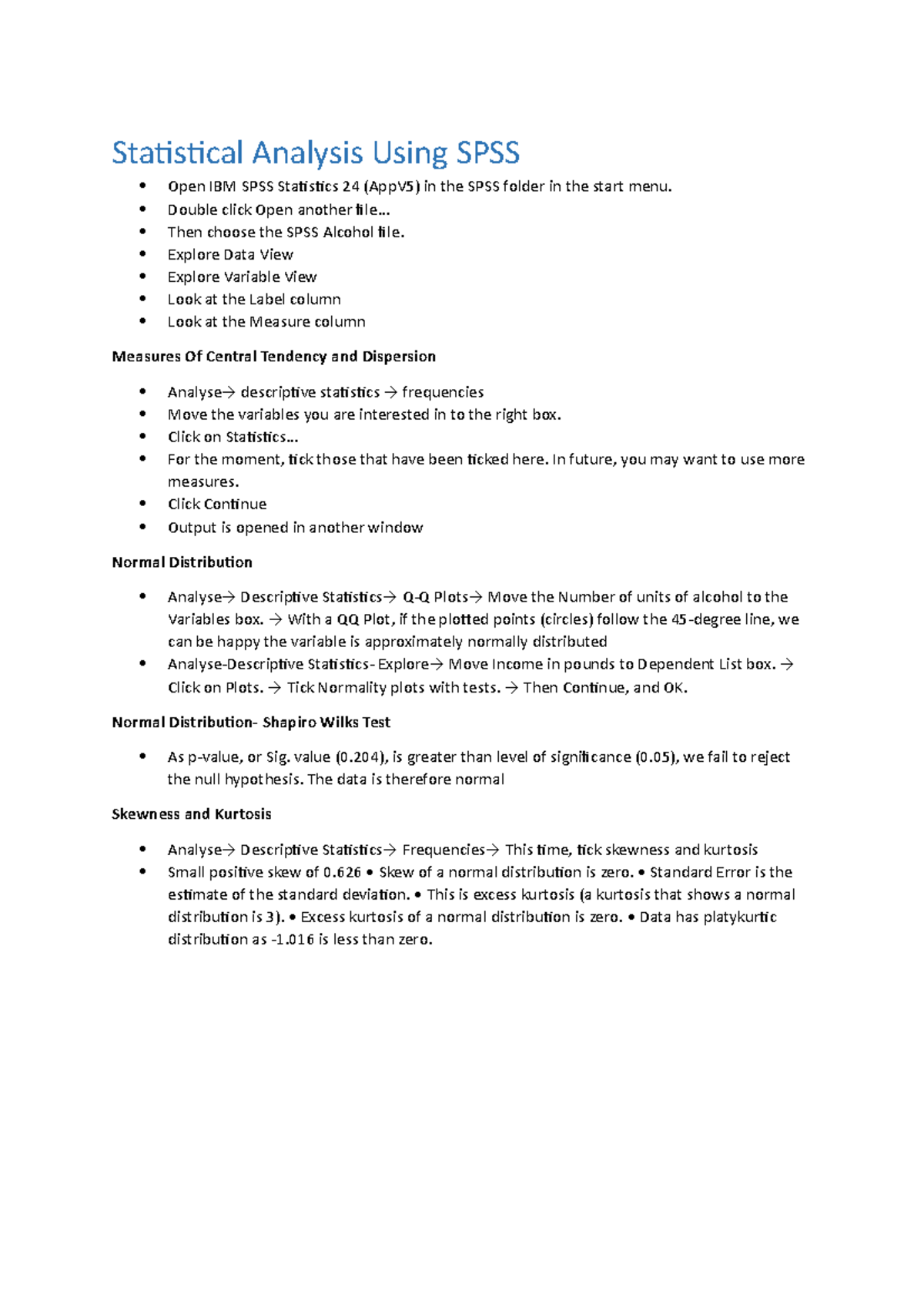 Lecture 24 Statistical Analysis Using Spss Statistical Analysis