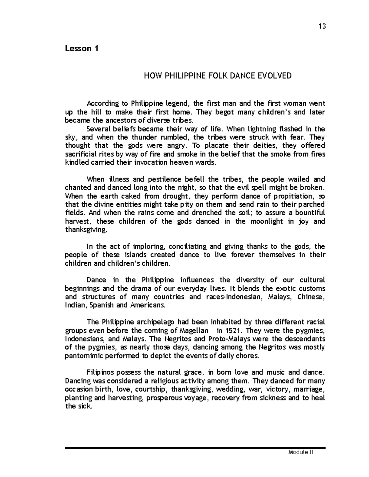 L3 - Module - Lesson 1 According to Philippine legend, the first man ...