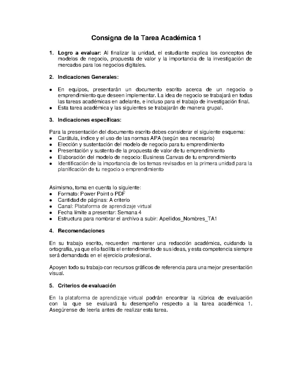 GC AN37 Consigna TA1 22C1M V2 240410 084540 - Consigna de la Tarea Académica 1 Logro a evaluar ...