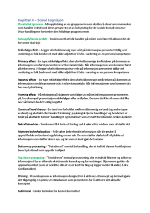 5Begreper - Sentrale begreper fra kapittelet, smart å kunne til eksamen. - Kapittel 5 – Sosial ...