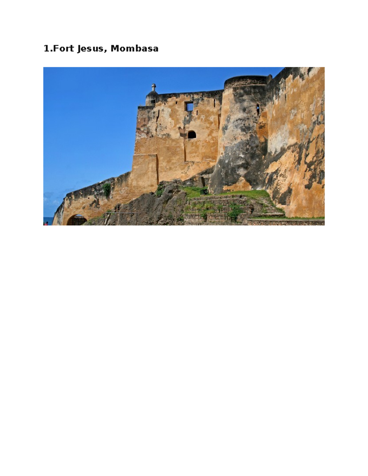 Historical Built Environment - History of Kenya - 1 Jesus, Mombasa Gedi ...