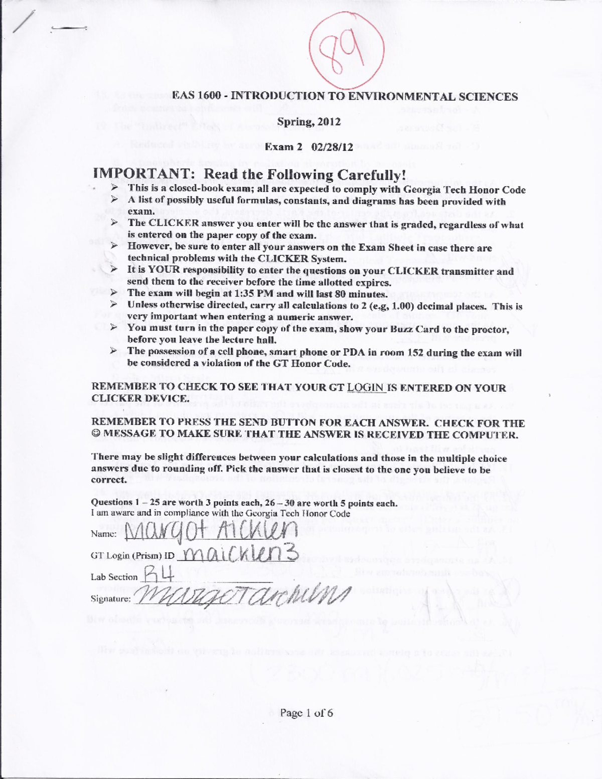 EAS 1600 Spring 2012 St. John Exam 2 - EAS 1600 INTRODUCTION TO ...