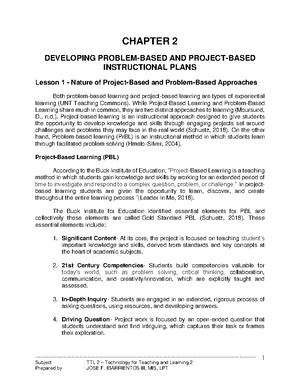 Ttl 2 quiz - ttl - Question. 1-5. Give the five principles of PBL that ...