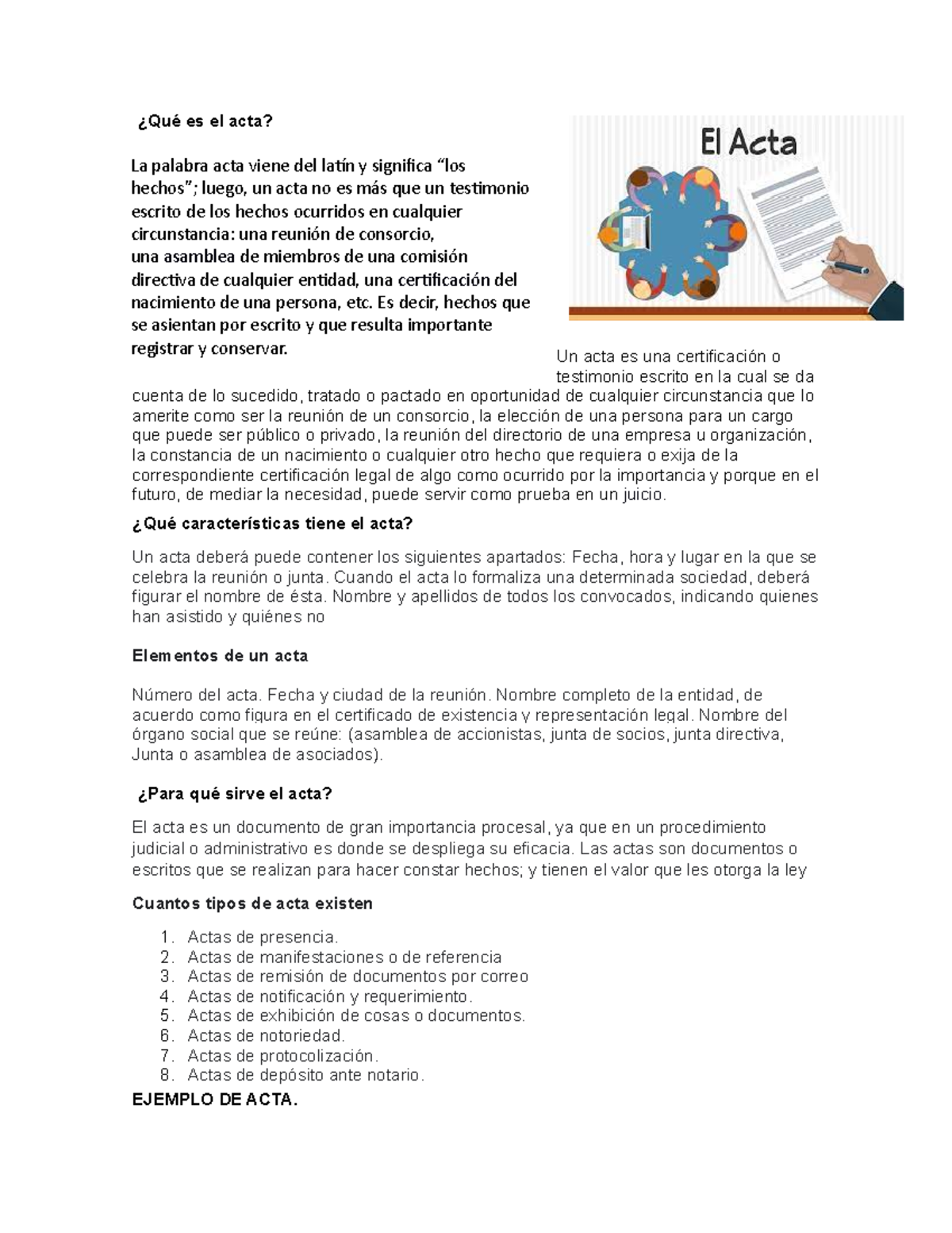 Acat - para ayudar - ¿Qué es el acta? Un acta es una certificación o ...