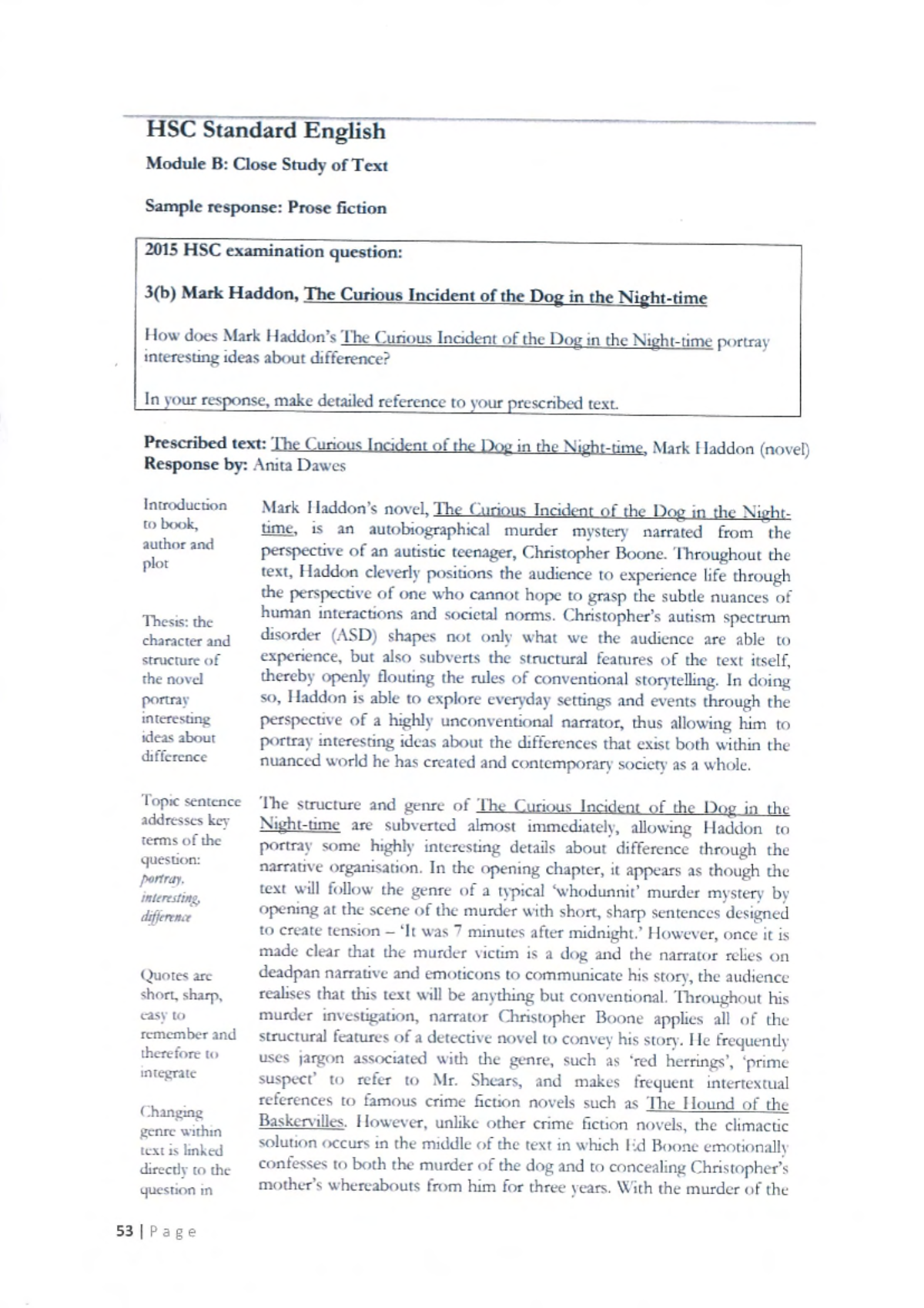 Curious+Incident+Sample+Essay - HSC Standard English Module B: Close ...