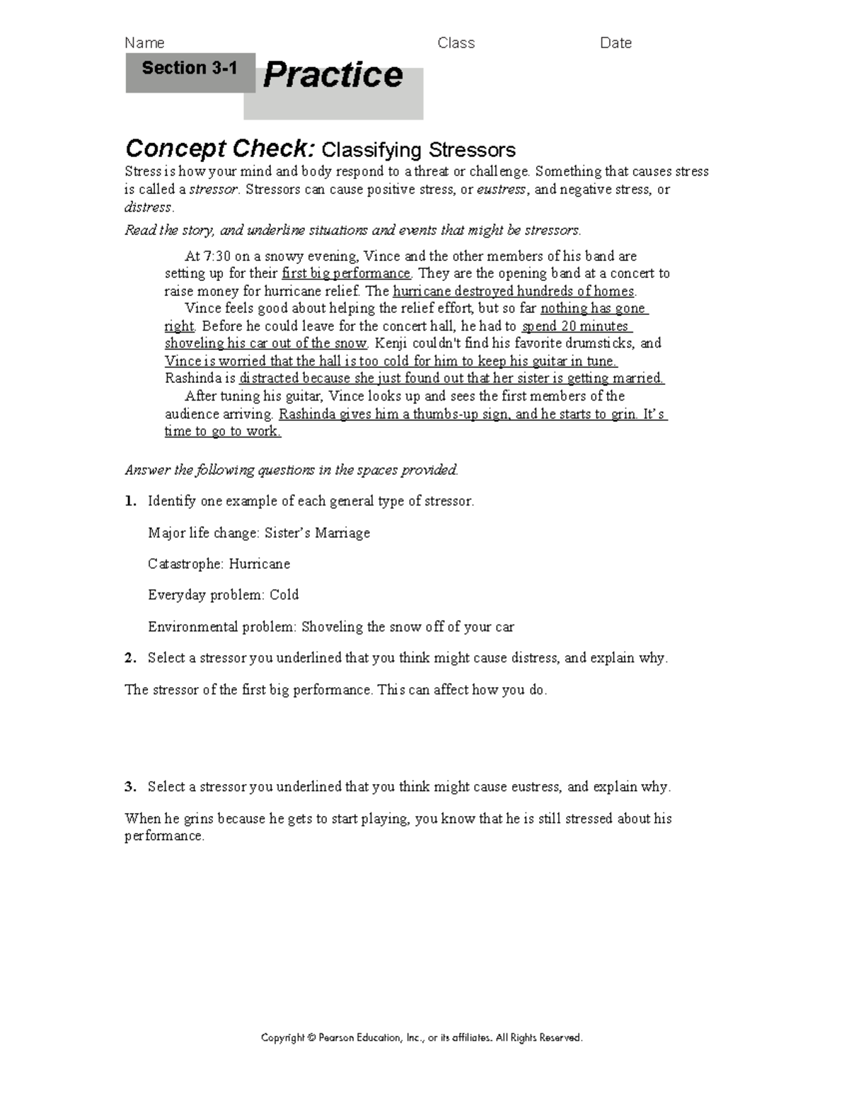 3.1 health worksheet - Practice Name Class Date Concept Check ...