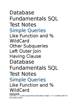 Database fundamentals cheat sheet SQL Queries - SQL QUERIES DATABASE FUNDAMENTALS CHEAT SHEET ...