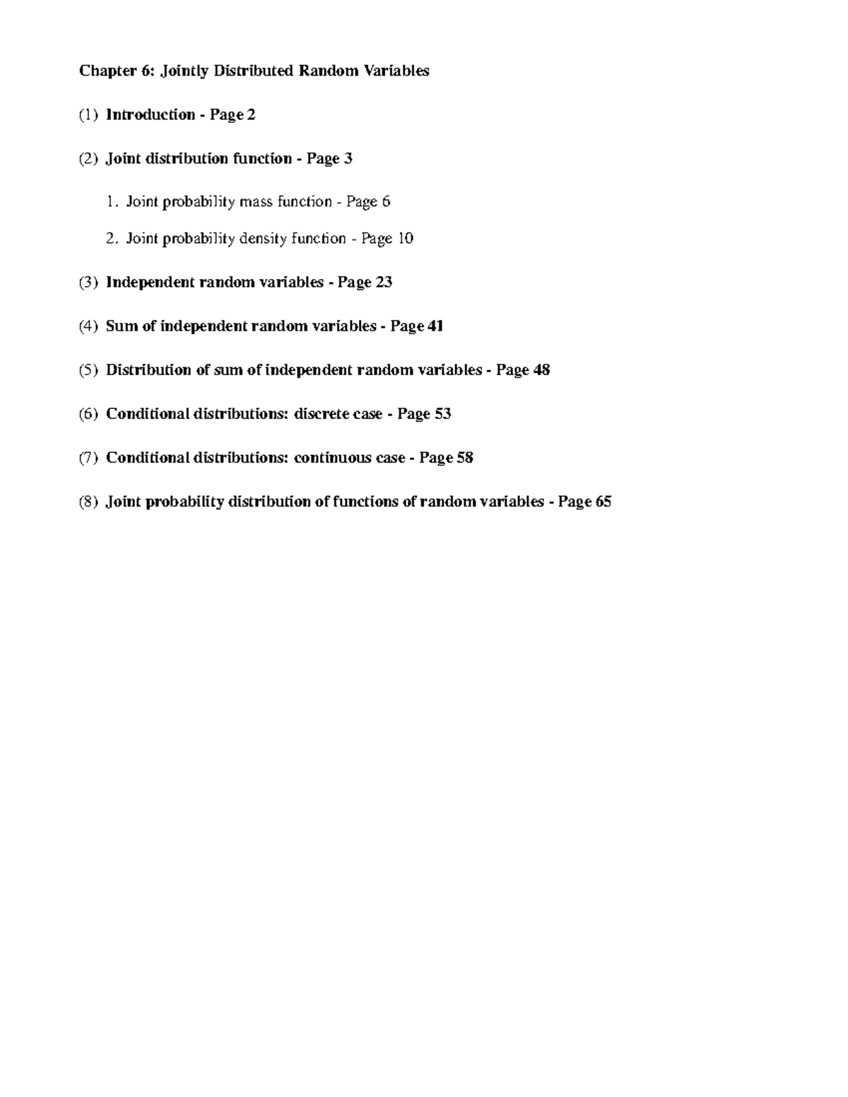 St2131 6 - Chapter 6: Jointly Distributed Random Variables (1) Introduction - Page (2) Joint ...