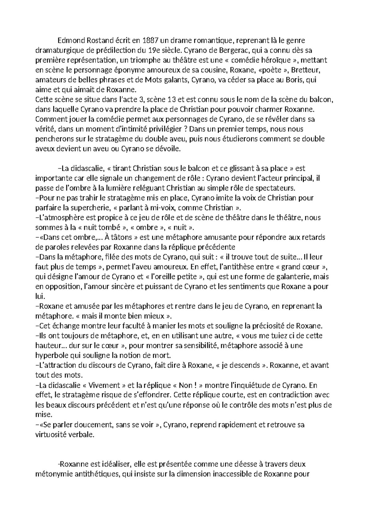 Analyse Cyrano de Bergerac acte III, scène 7 - Edmond Rostand écrit en ...