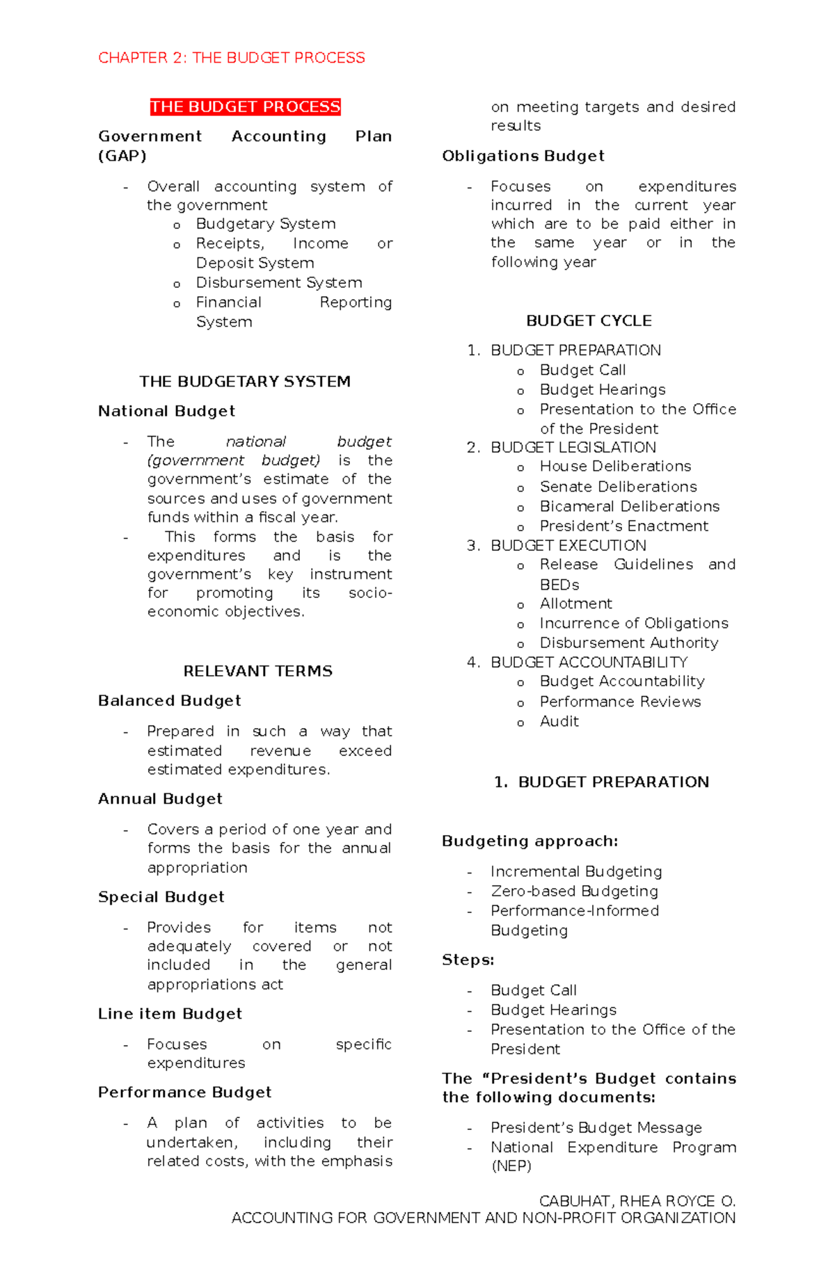 THE Budget Process THE Budget Process - THE BUDGET PROCESS Government ...