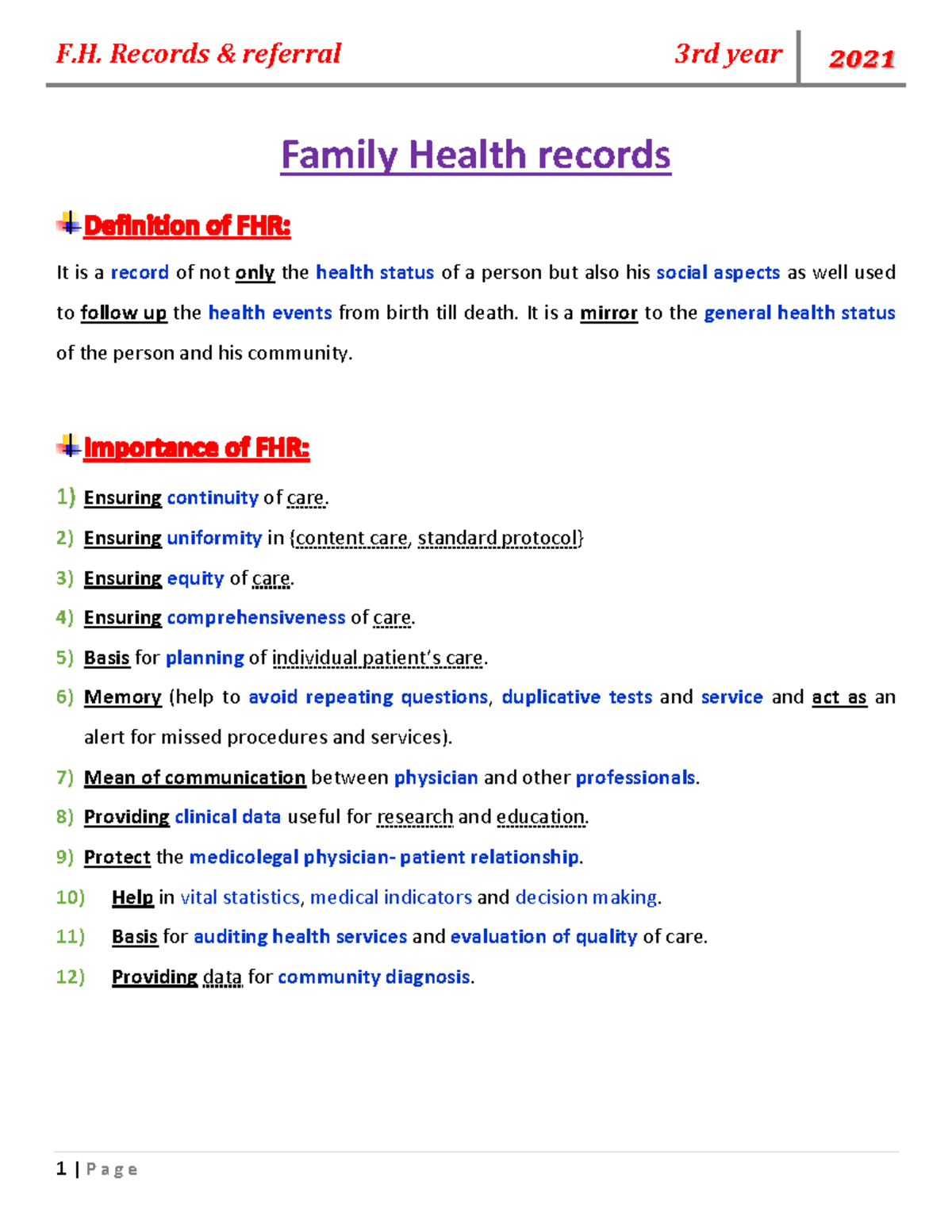 Records and referral - General Health explanation at Community level ...