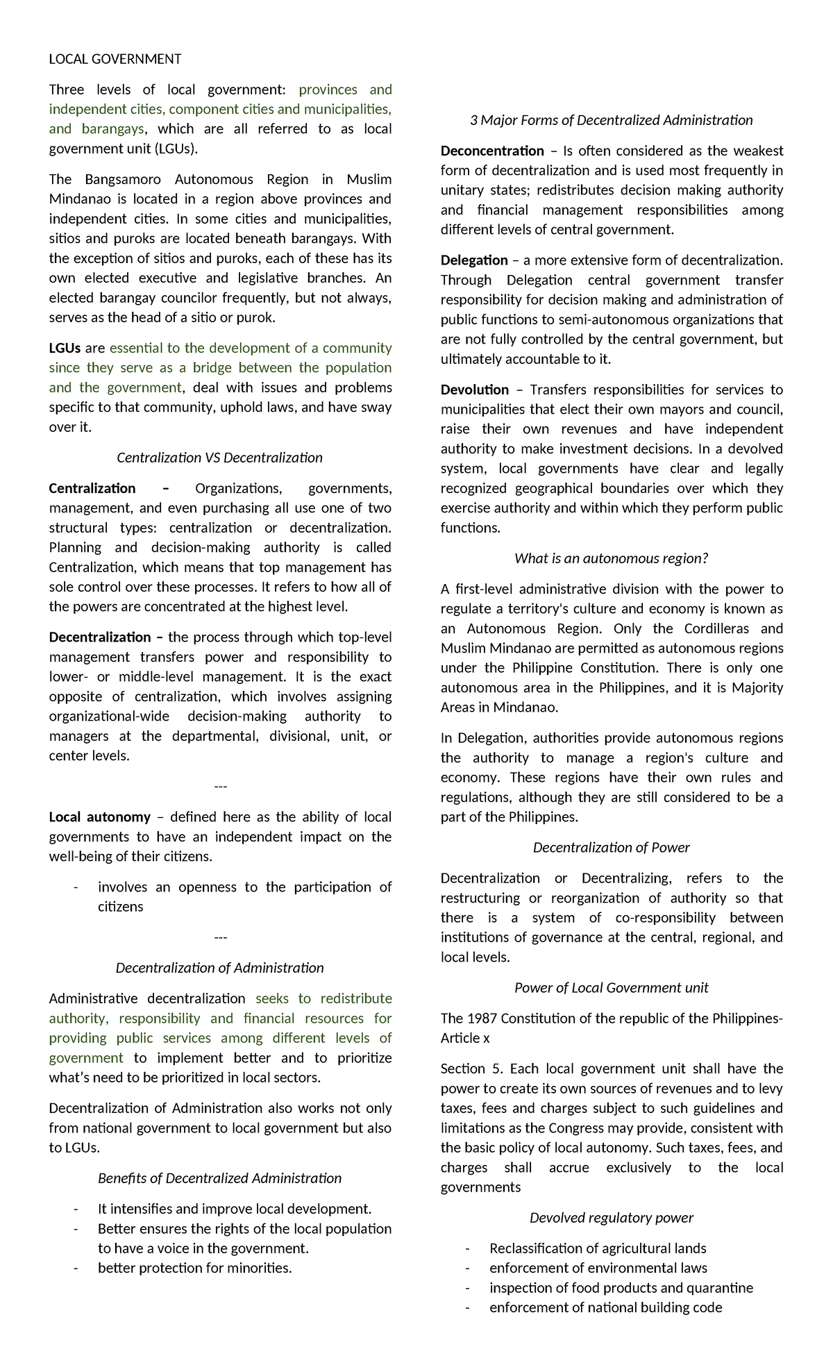Local Government - LOCAL GOVERNMENT Three levels of local government ...