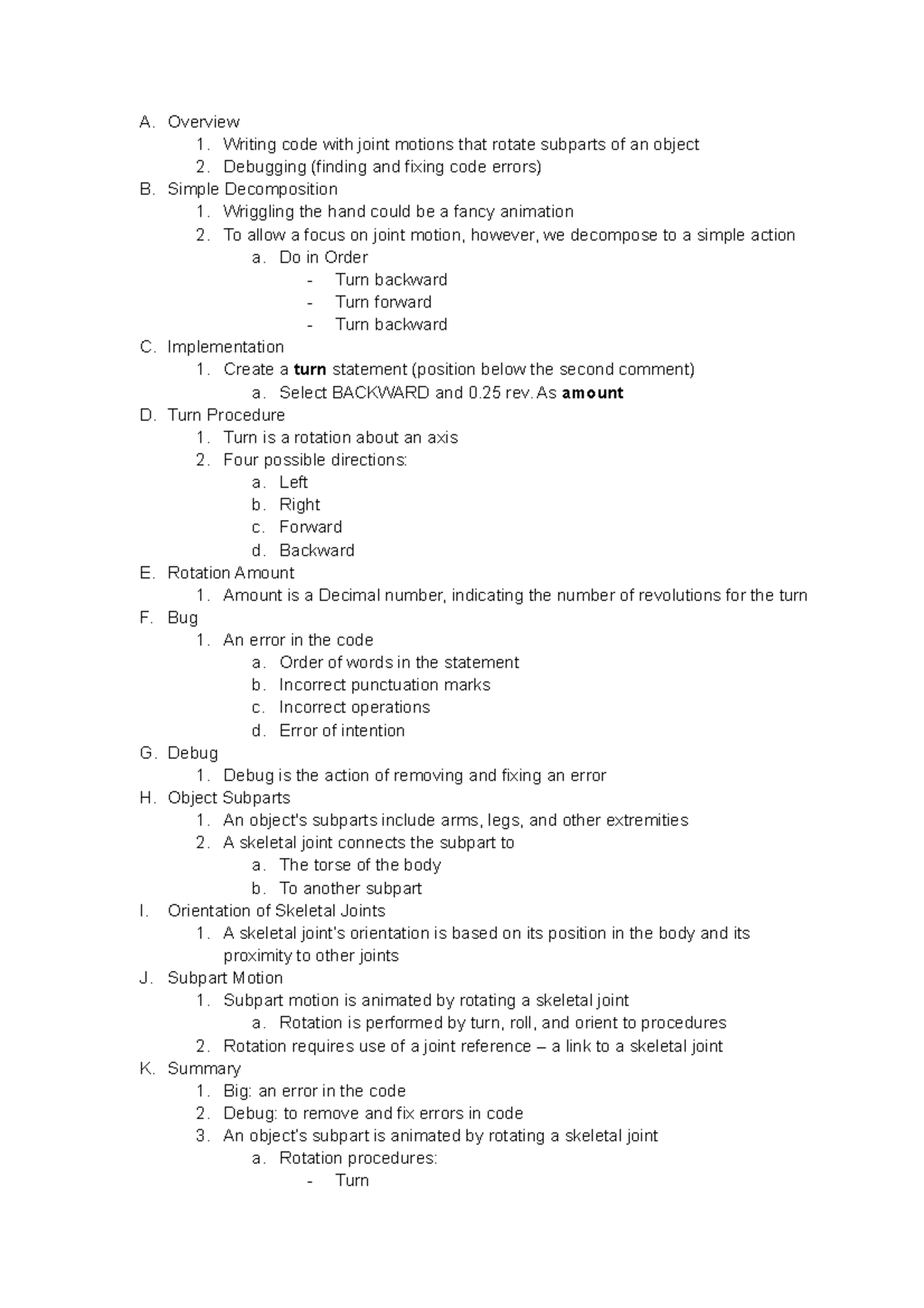 Ch. 4.2 Joint Motion and Debugging - A. Overview 1. Writing code with ...