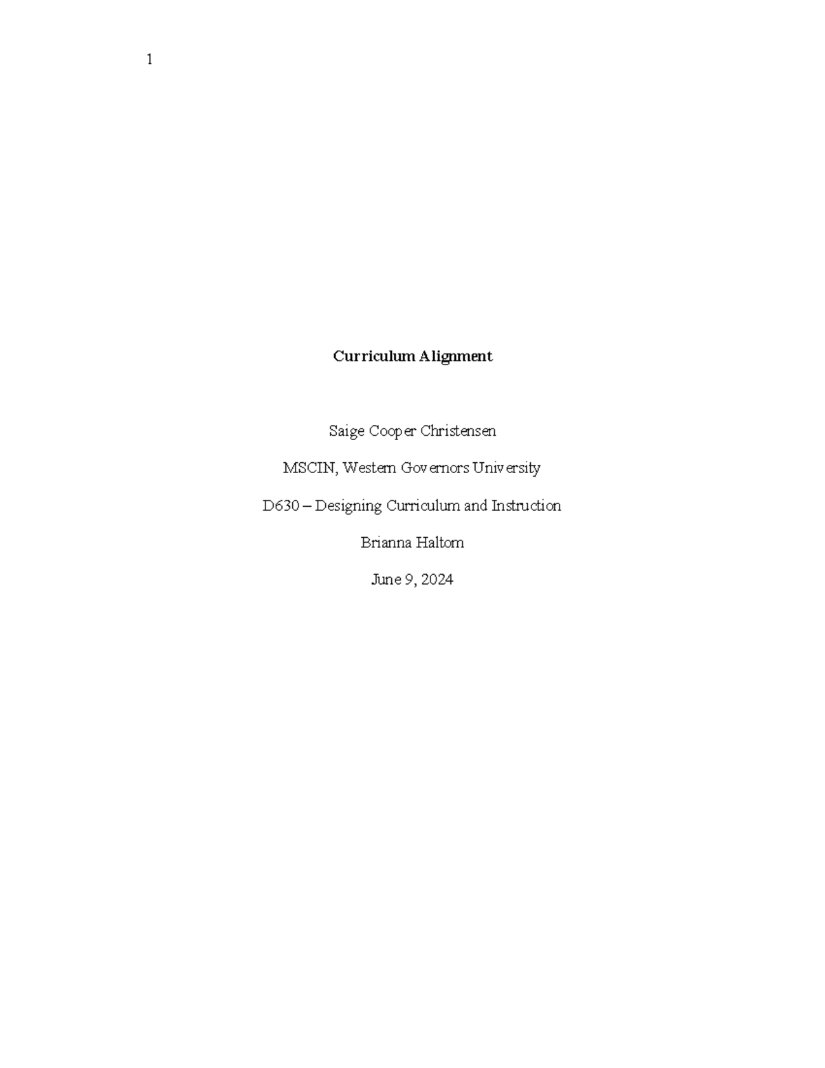 D630 - Curriculum Alignment for Early Childhood Education Standards ...